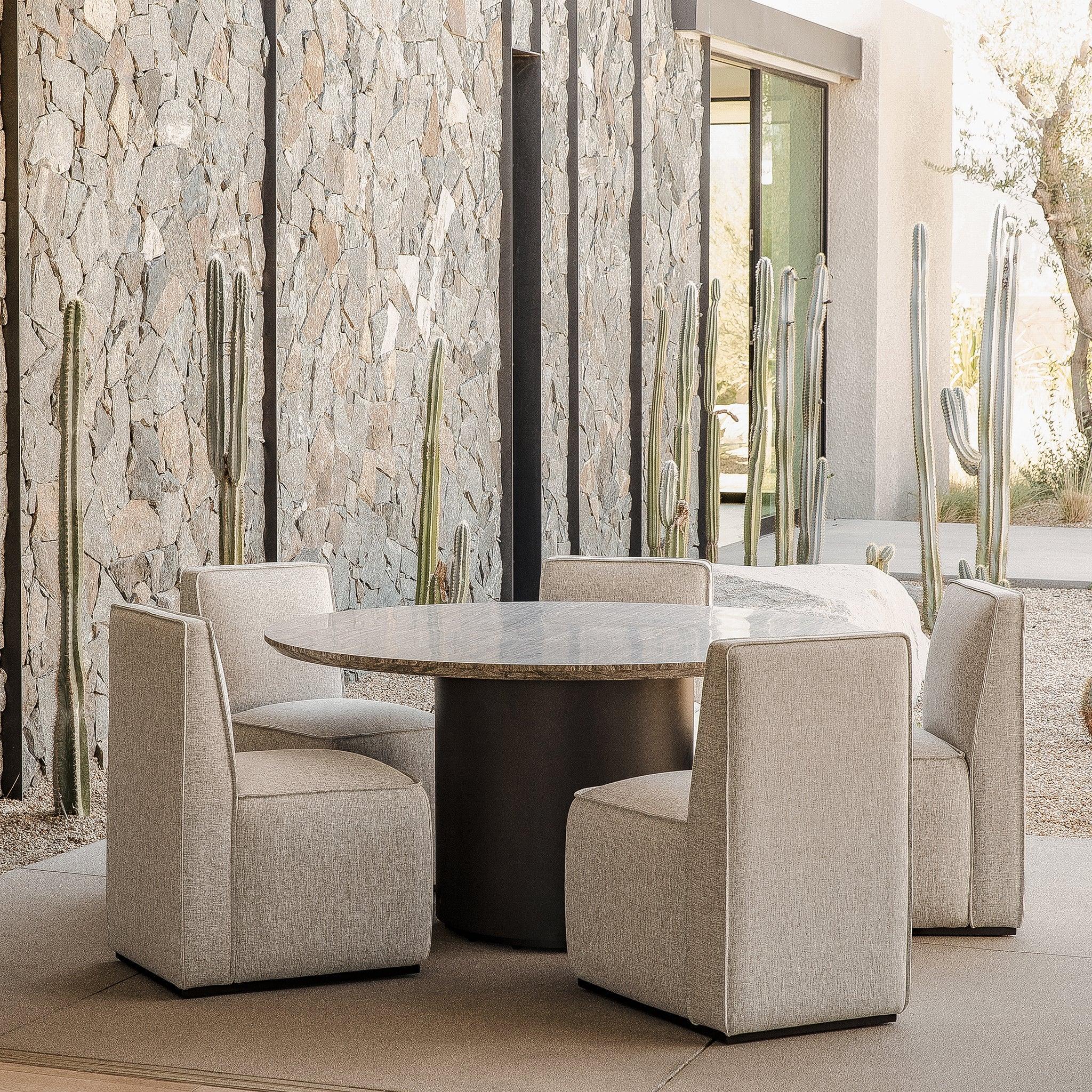 Santorini Outdoor Stone Round Dining Table 60" – Harbour Outdoor CN